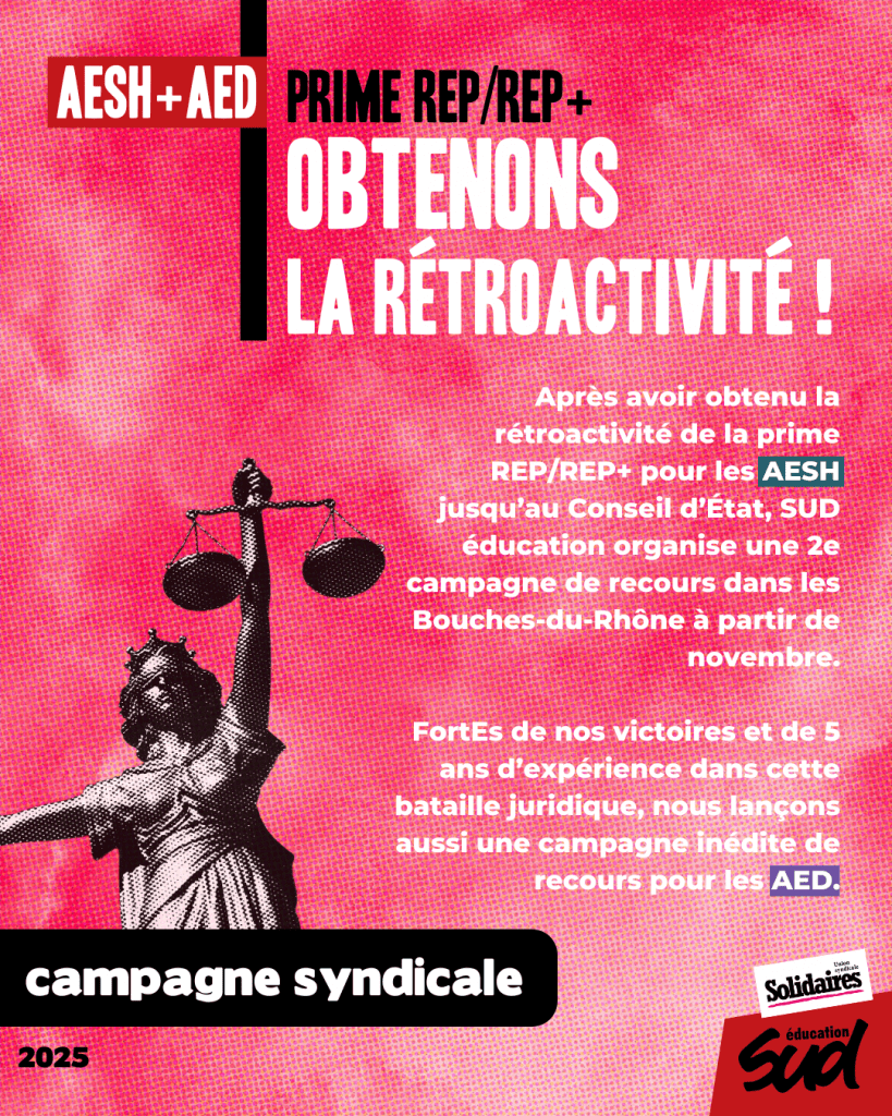 Les AESH doivent bénéficier de la prime REP/REP+ rétroactivement ! À quand pour les AED ? - SUD ...